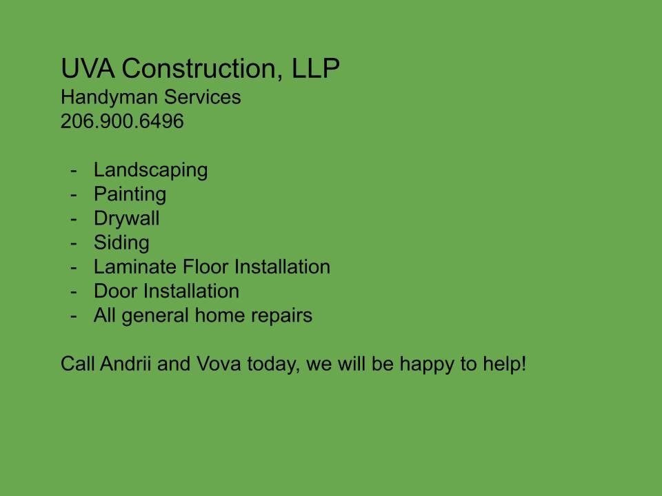 UVA CONSTRUCTION - Updated January 2025 - Federal Way, Washington ...