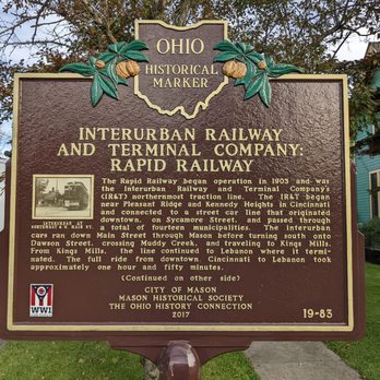 INTERURBAN RAILWAY AND TERMINAL COMPANY MARKER - 211 E Main St, Mason ...