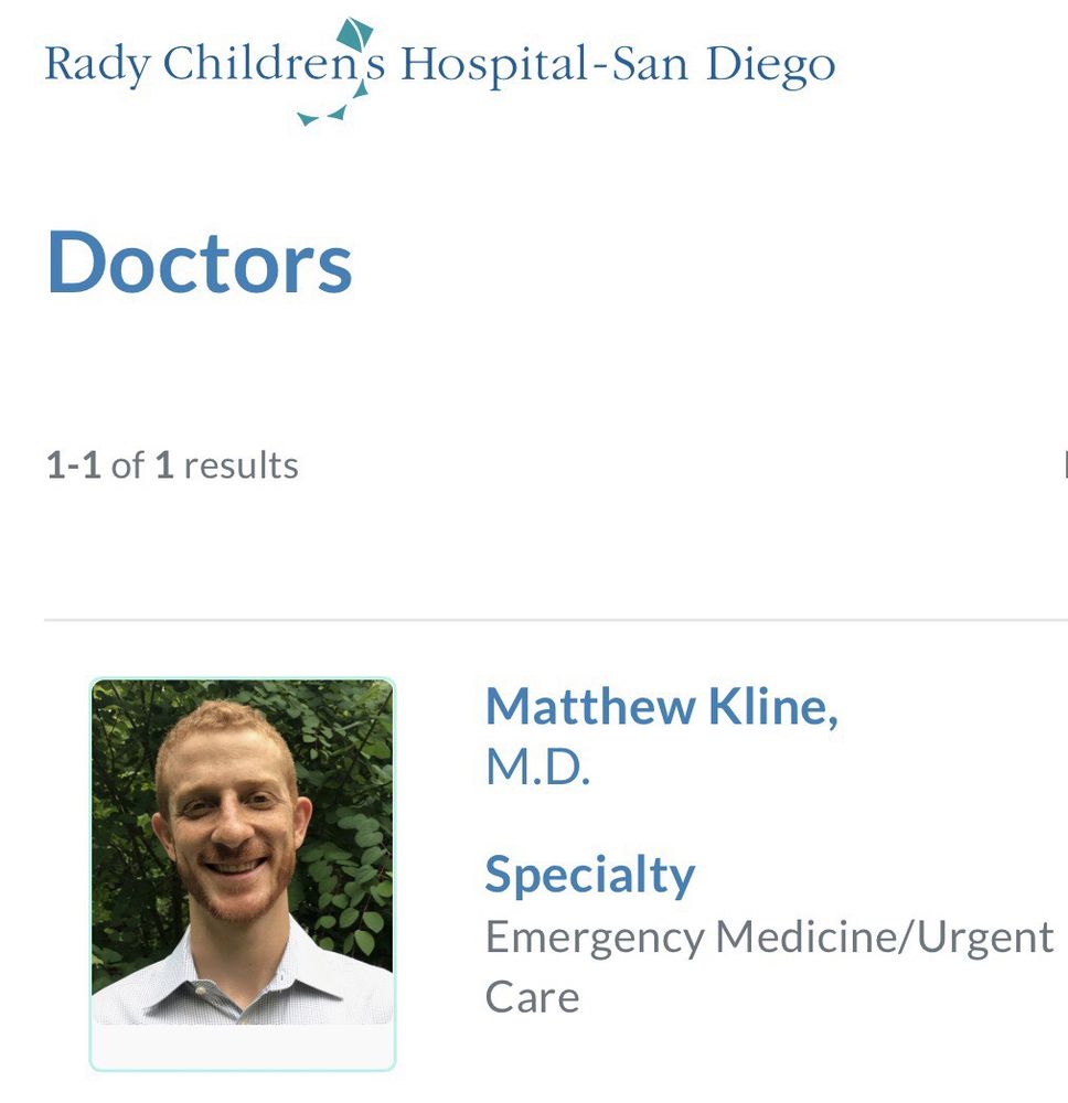 MATTHEW KLINE, MD - RADY CHILDREN’S HOSPITAL - Updated March 2025 ...