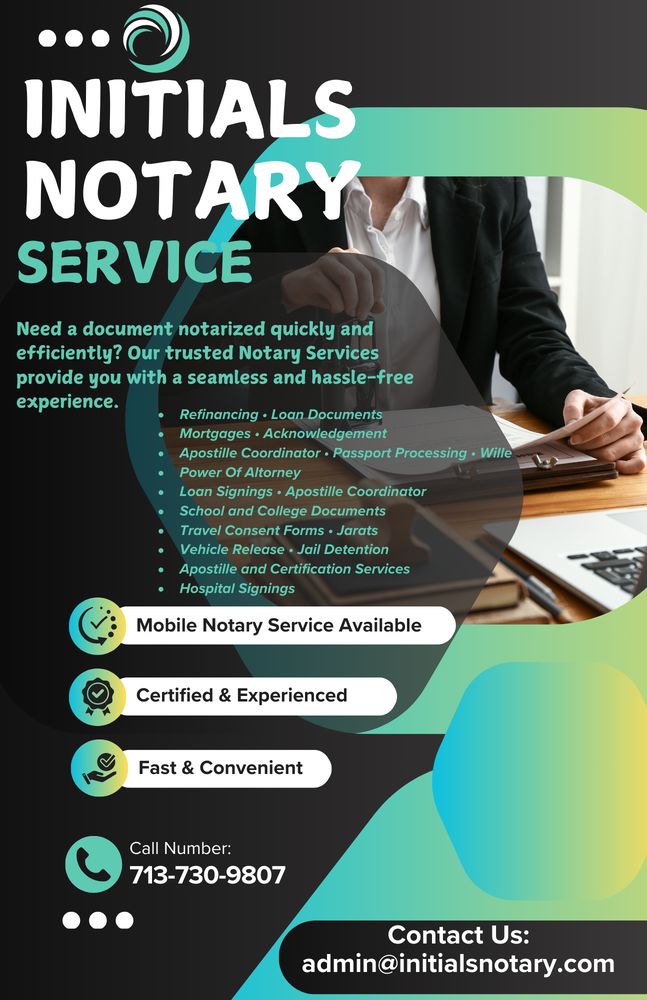 INITIALS NOTARY - Updated January 2025 - Houston, Texas - Notaries - Phone Number - Yelp