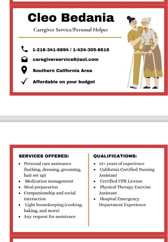 CLEO BEDANIA CAREGIVER SERVICE & PERSONAL HELPER - Updated April 2025 ...