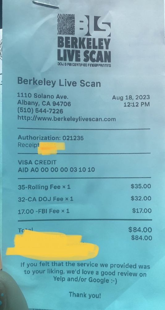 BERKELEY LIVE SCAN - Updated December 2025 - 1110 Solano Ave, Albany ...