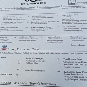 801 chophouse menu store