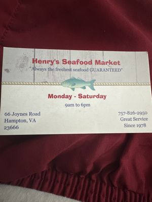 HENRY’S SEAFOOD MARKET - Updated December 2025 - 66 Joynes Rd, Hampton ...