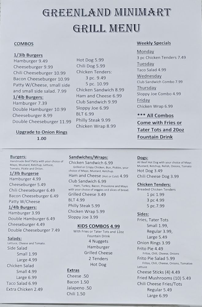 MINI-MART GREENLAND - Greenland, Arkansas - Convenience Stores - Phone ...