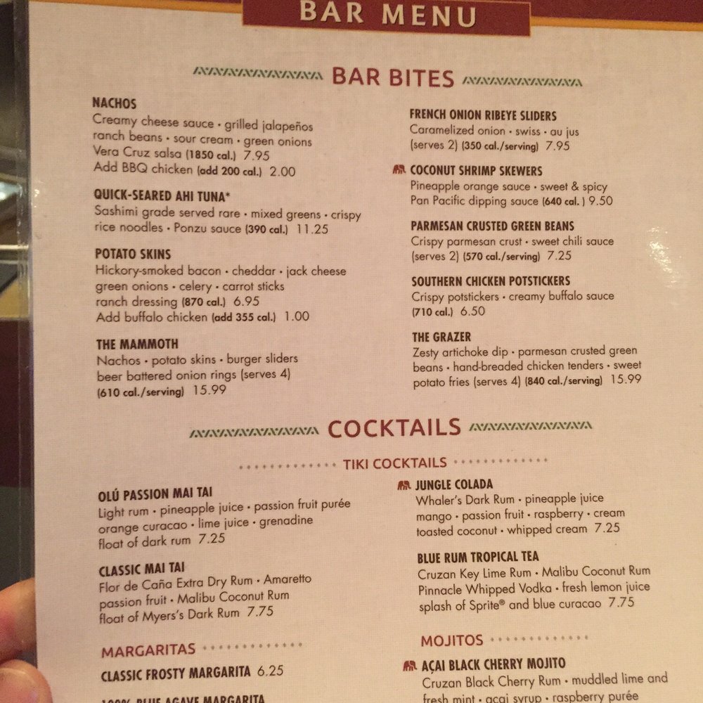 Elephant Bar Menu