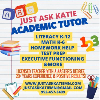 JUST ASK KATIE ACADEMIC TUTORING - Updated August 2025 - Request ...