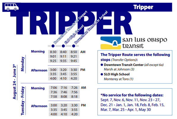 SLO TRANSIT - TRIPPER - San Luis Obispo, California - Public ...