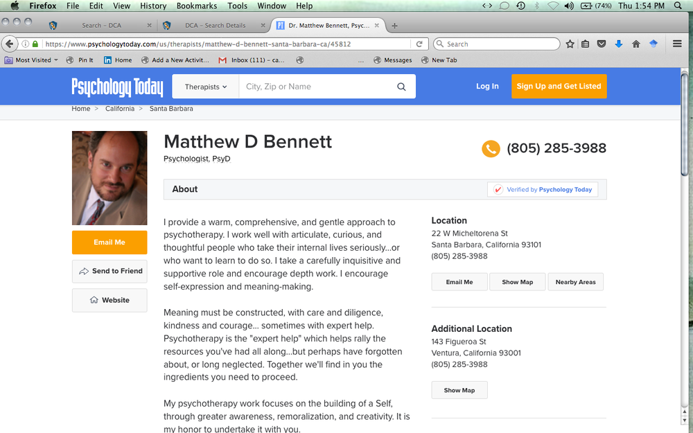 MATTHEW BENNETT, PSY.D - Updated July 2025 - 22 W Micheltorena St ...