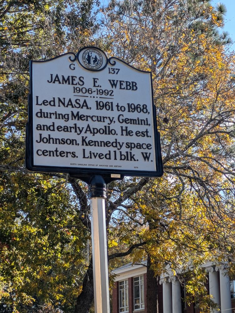 JAMES E WEBB HISTORICAL MARKER - Updated November 2024 - 302 College St, Oxford, North Carolina ...