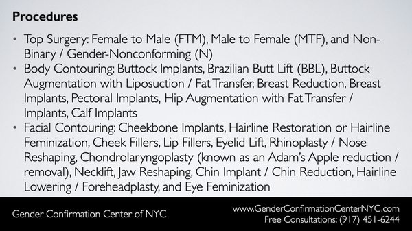 GENDER CONFIRMATION CENTER OF NYC - Updated December 2025 - 461 Park ...