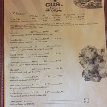 Gus pizza menu store