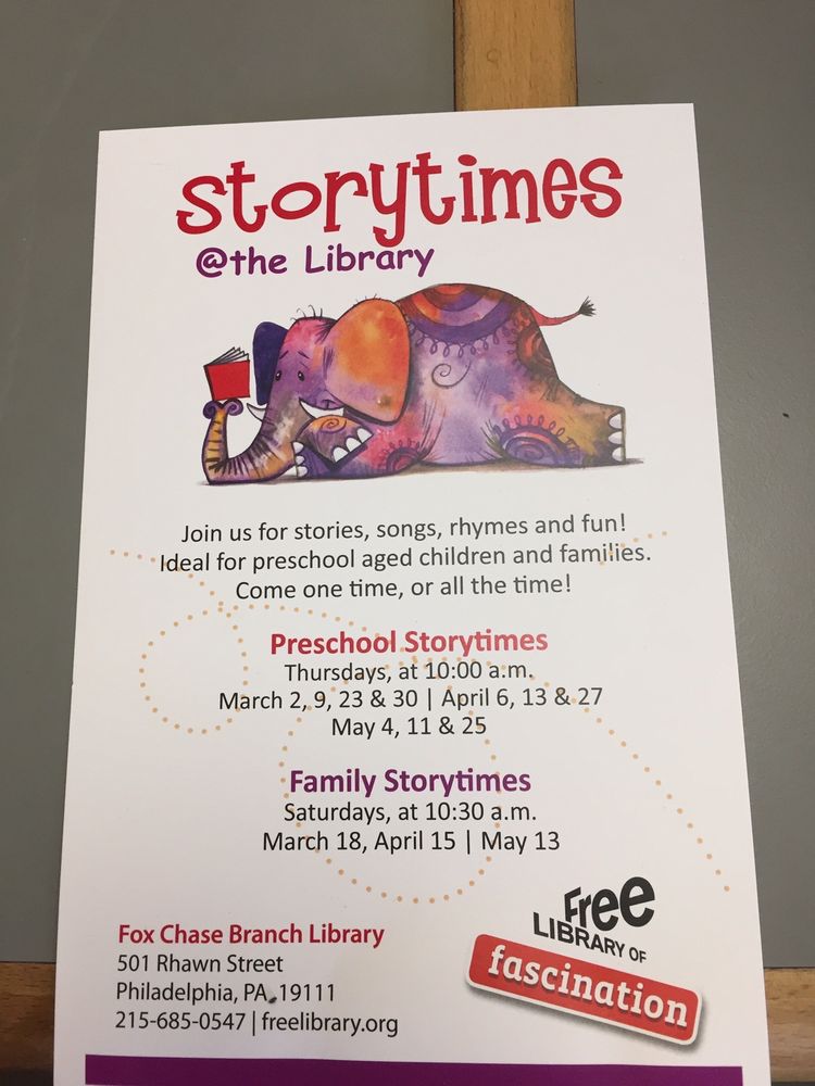 FREE LIBRARY OF PHILADELPHIA - FOX CHASE BRANCH - Updated September ...