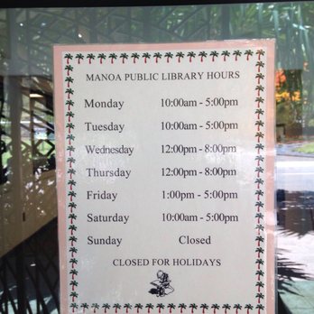 HAWAII STATE PUBLIC LIBRARY SYSTEM - MANOA LIBRARY - Updated December ...