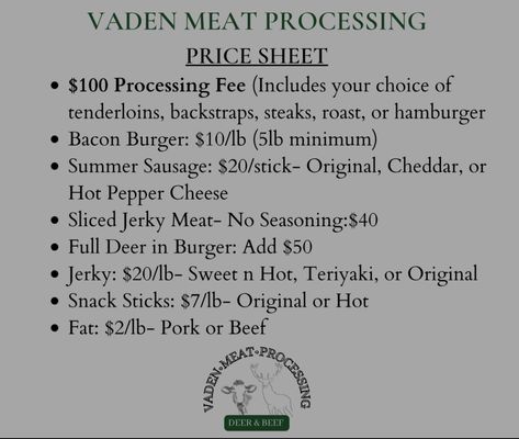 VADEN MEAT PROCESSING - Updated June 2025 - 130 Carthage Junction Rd ...