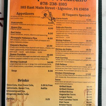 EL VAQUERO MEXICANO Updated February 2025 23 Photos 29 Reviews 105 E Main St Ligonier Pennsylvania Mexican Restaurant Reviews Phone Number Yelp