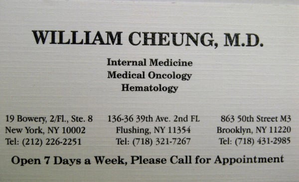 WILLIAM CHEUNG, MD - Updated December 2025 - 19 Bowery, New York, New ...