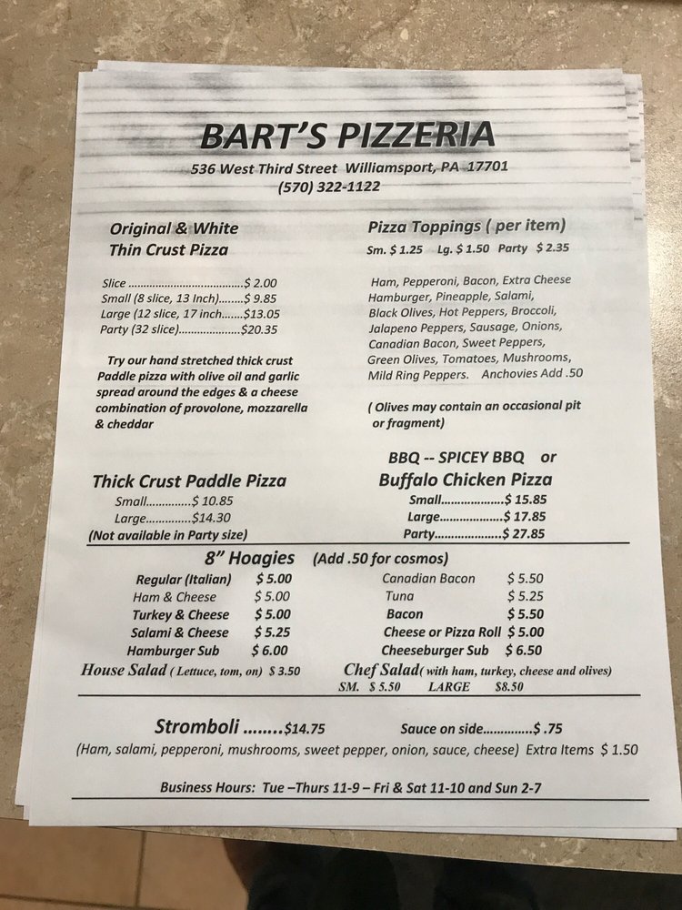 BART’S PIZZERIA - Updated December 2025 - 25 Reviews - 536 W 3d St ...