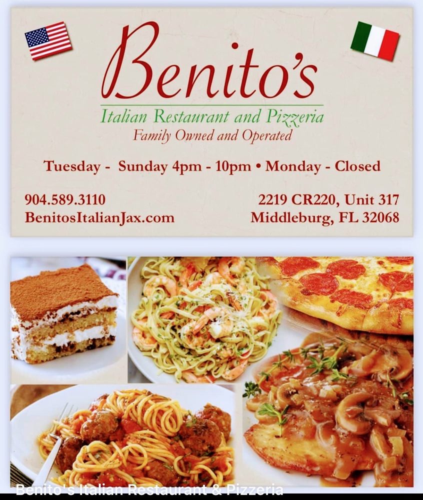 BENITO’S ITALIAN RESTAURANT & PIZZERIA - Middleburg, FL - Italian ...
