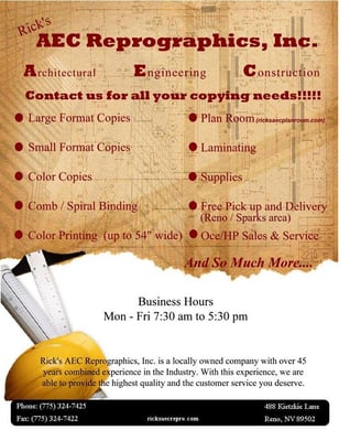 RICK’S AEC REPROGRAPHICS - Updated January 2026 - 488 Kietzke Ln, Reno ...