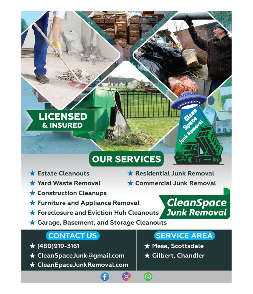 CLEAN SPACE JUNK REMOVAL - Updated January 2026 - Mesa, Arizona - Junk Removal & Hauling - Phone ...