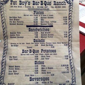 Fat boys bbq menu store
