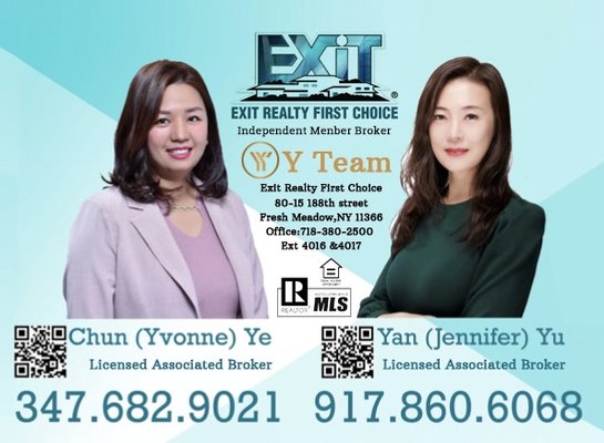YVONNE CHUN YE - EXIT REALTY FIRST CHOICE - Updated December 2024 - Contact Agent - 180-32 Union ...