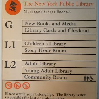 NEW YORK PUBLIC LIBRARY - MULBERRY STREET LIBRARY - Updated November ...