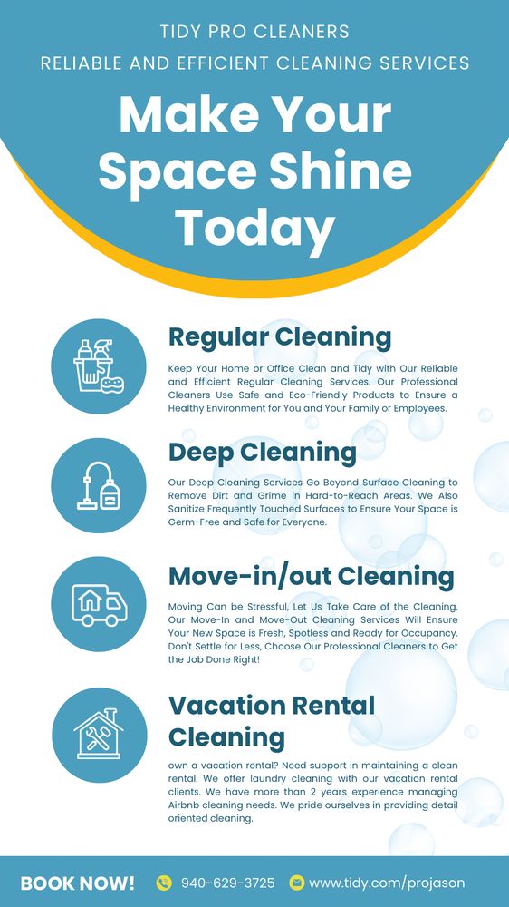 TIDY PRO - Updated August 2025 - Request a Quote - Denton, Texas - Office Cleaning - Phone ...