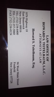 LAW OFFICE OF HOWARD S TEITELBAUM - Updated October 2025 - 1076 Hwy 18 ...