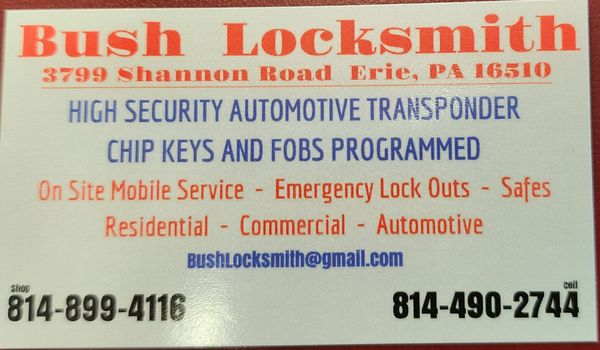 BUSH LOCKSMITH - Updated July 2025 - 3799 Shannon Rd, Erie ...