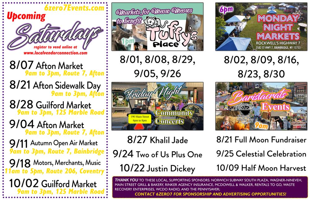 6ZERO7 EVENTS - Updated September 2025 - Afton, New York - Flea Markets ...