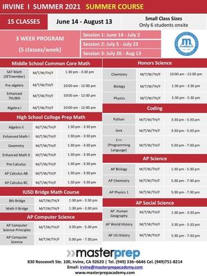 MASTERPREP ACADEMY - Updated October 2025 - 830 Roosevelt, Irvine ...