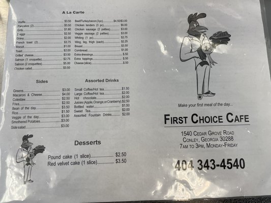 FIRST CHOICE CAFE - Updated June 2025 - 13 Photos - 1540 Cedar Grove Rd ...