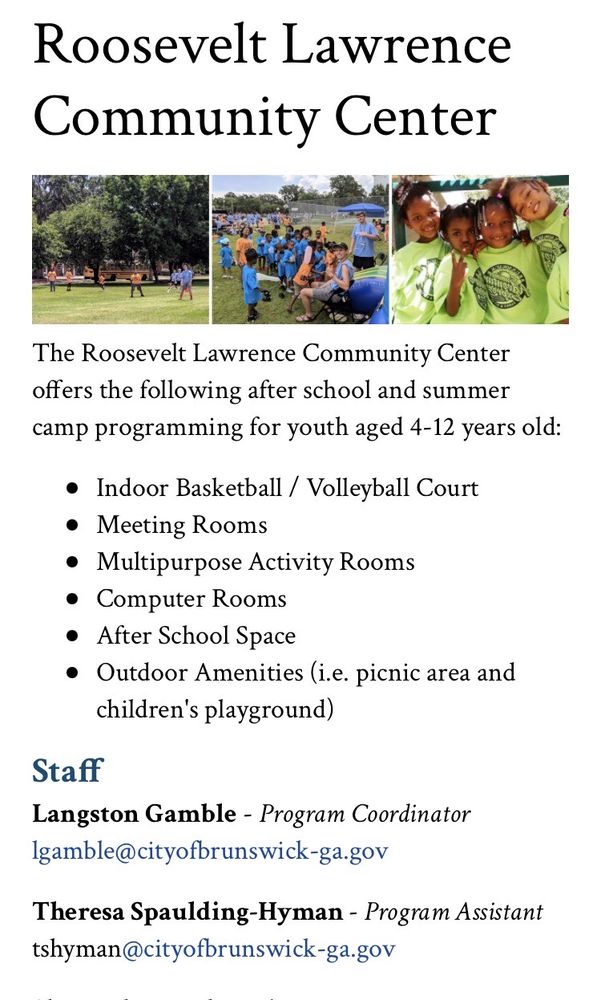 ROOSEVELT LAWRENCE COMMUNITY CENTER - Updated October 2025 - 1109 H St ...