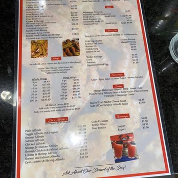 Deeo's seafood menu store