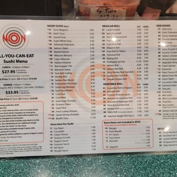 Sushi mon menu store