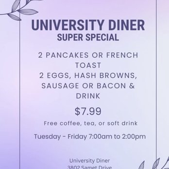UNIVERSITY DINER - Updated December 2025 - 66 Photos & 27 Reviews ...