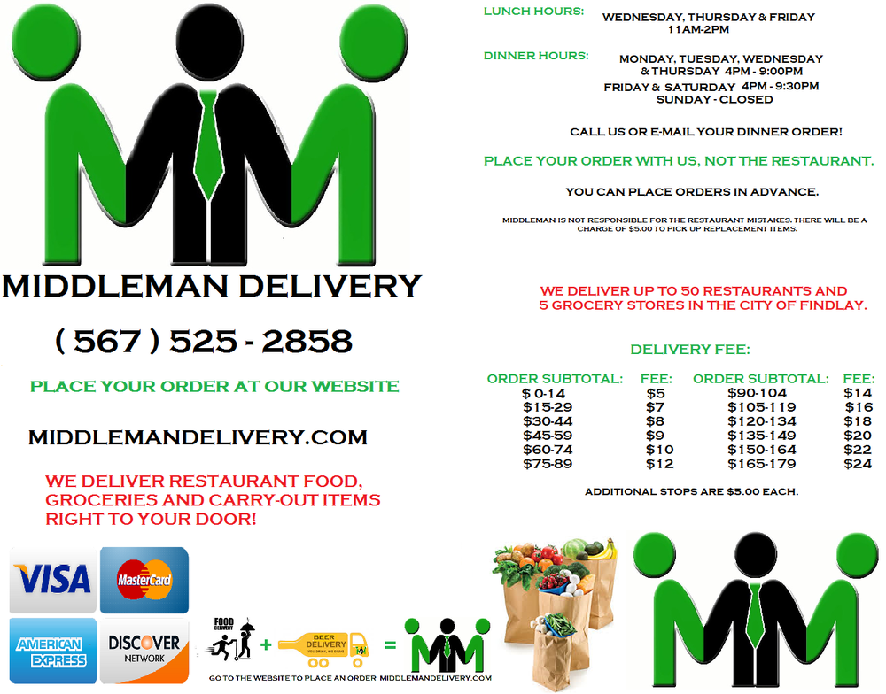 MIDDLEMAN DELIVERY SERVICES - Updated May 2024 - Findlay, Ohio - Food ...