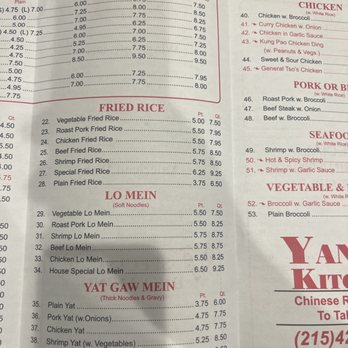 Yangs menu store