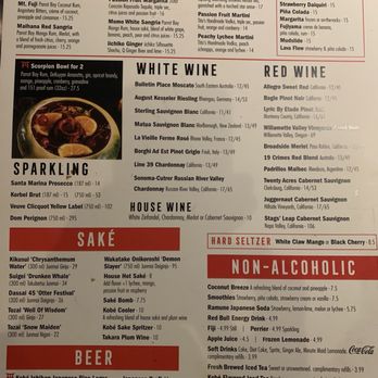 Kobe japanese steakhouse menu store