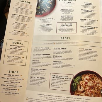 Menu for carrabba's italian grill store