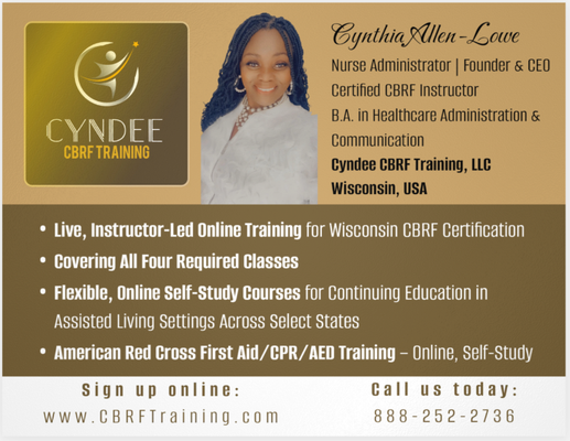 CYNDEE CBRF TRAINING - Updated October 2025 - Milwaukee, Wisconsin ...