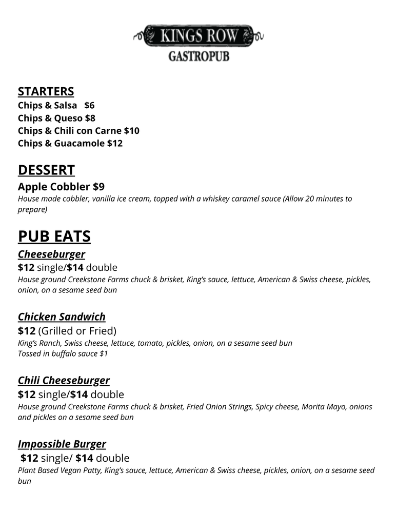 KINGS ROW GASTROPUB - Updated November 2024 - 1757 Photos & 1713 ...