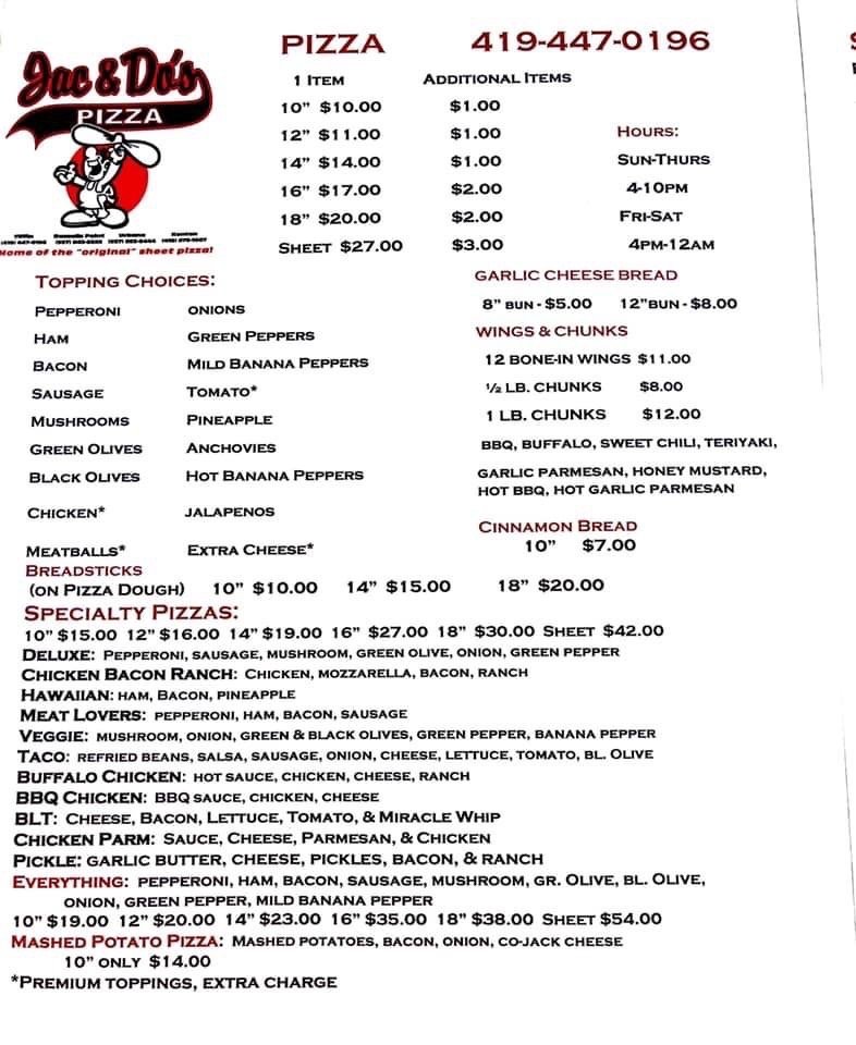 JAC & DO’S PIZZA - Updated September 2025 - 283 S Washington St, Tiffin ...