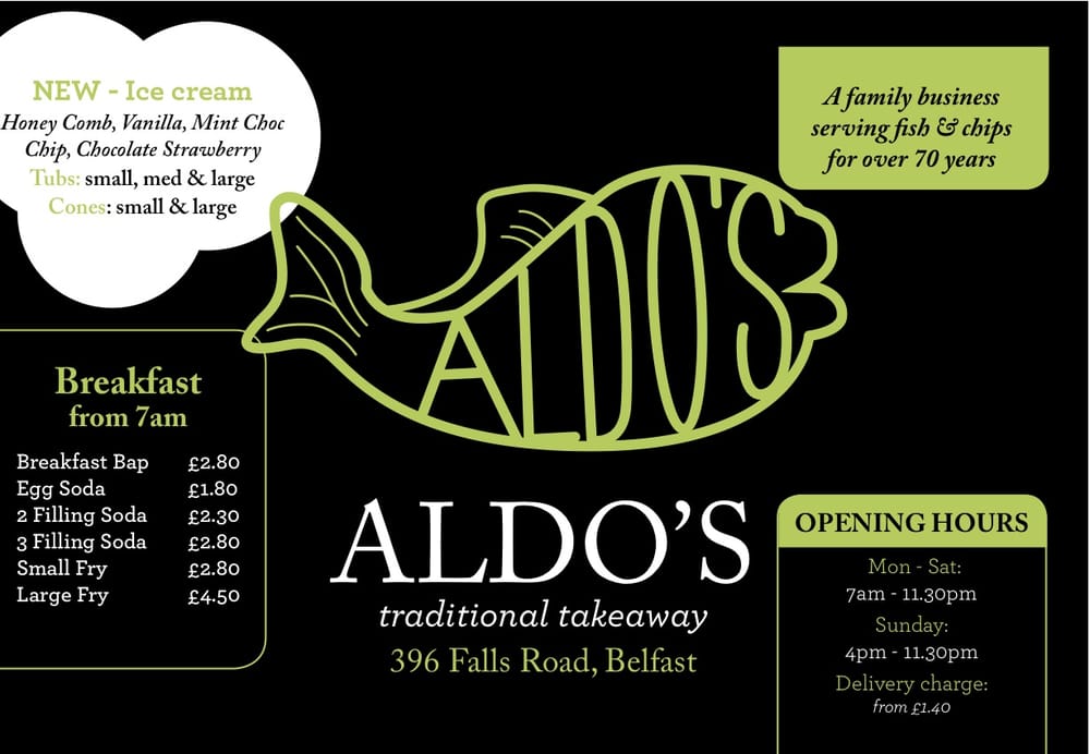 ALDO’S HOT FOOD CARRYOUT - 396 Falls Road, Belfast, United Kingdom - Yelp