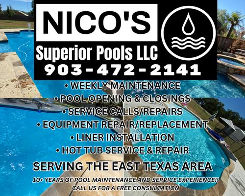 NICO’S SUPERIOR POOLS - Updated October 2025 - Marshall, Texas - Pool Cleaners - Phone Number - Yelp