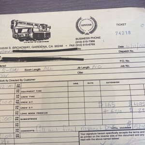 SMITH BROTHER’S CRANE RENTAL - 16 Photos - 16539 S Broadway St, Gardena ...