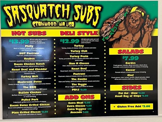 SASQUATCH SUBS - Updated June 2024 - 10 Reviews - 6809 284th St NW ...
