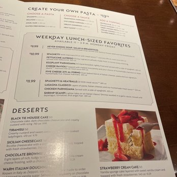 Olive Garden Menu Printable